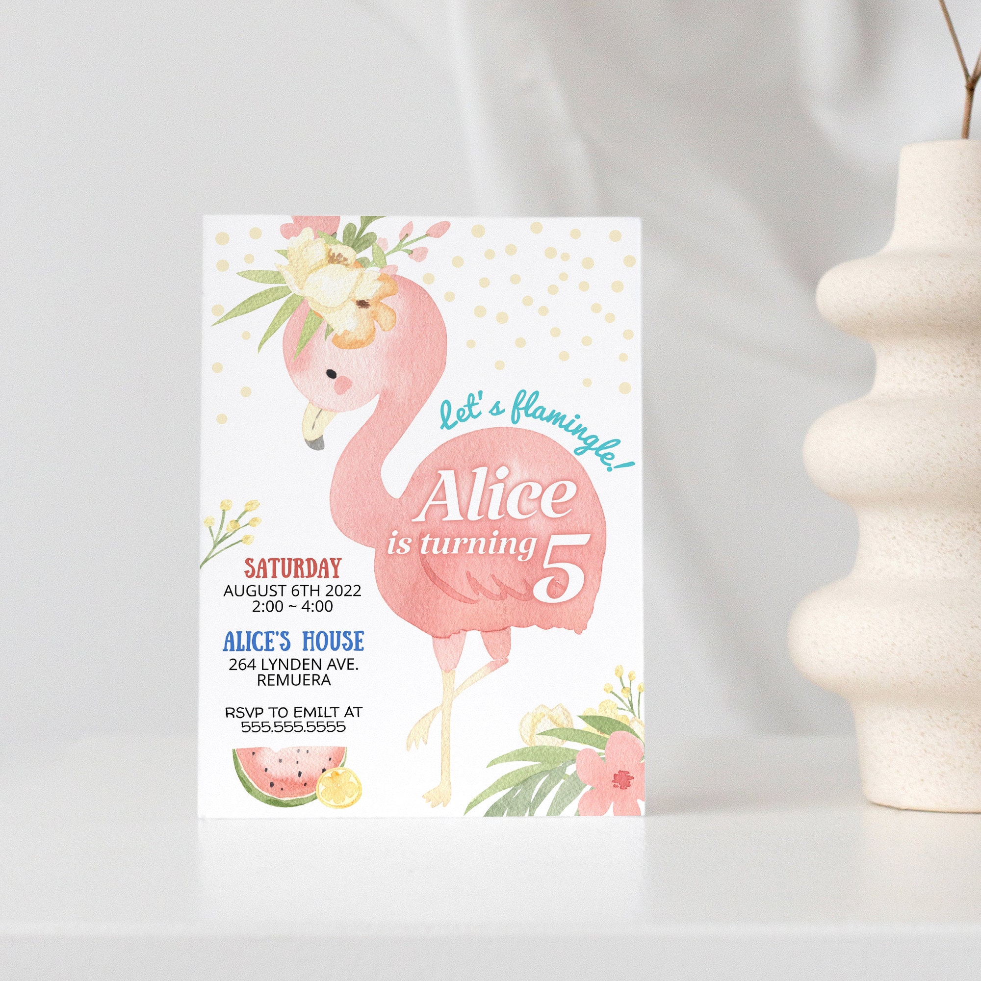 Editable Flamingo Party Invitation Flamingo Birthday Invite - Etsy