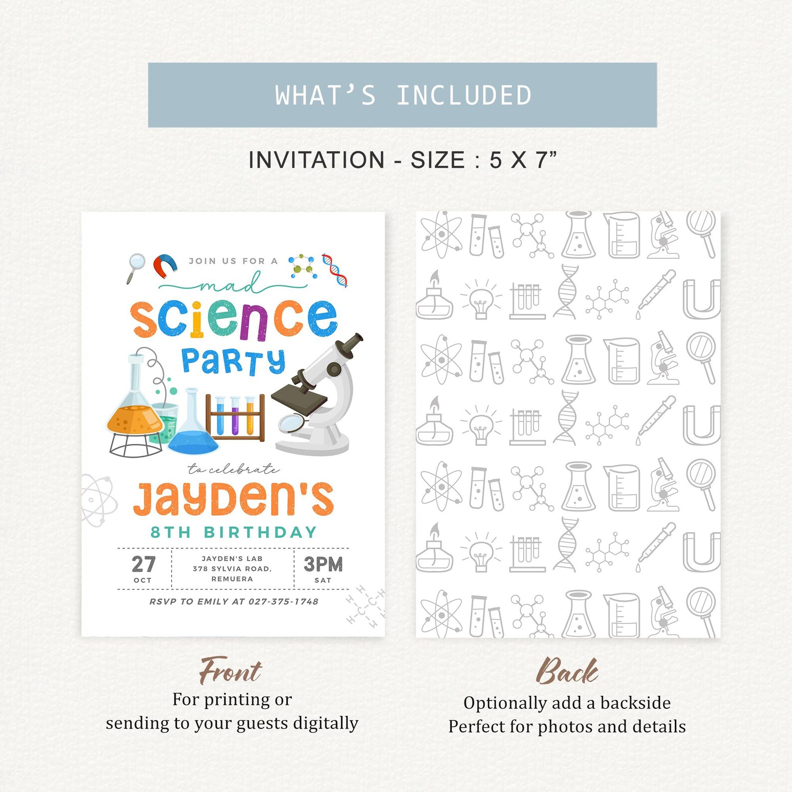 Science Birthday Party Invitation, Mad Science Party Invite, Science ...