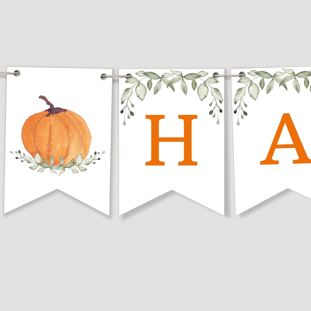 Pumpkin Happy Birthday Banner, Halloween Party Bunting Banner, Pumpkin ...