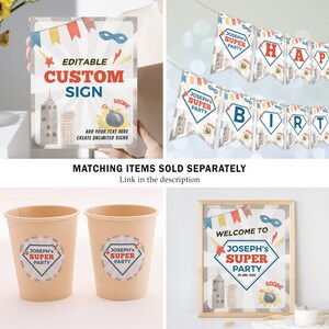 Editable Superhero Birthday Favor Tags, Superhero Party Thank You Notes ...