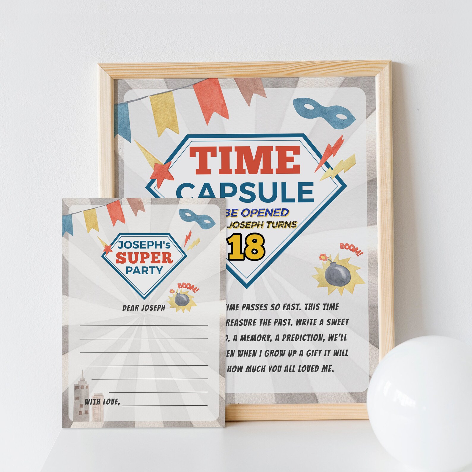 Editable Superhero Time Capsule Sign, Superhero Message Cards, Modern ...