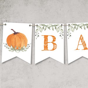 EDITABLE Pumpkin Baby Shower Banner, Autumn Baby Shower Bunting Banner ...