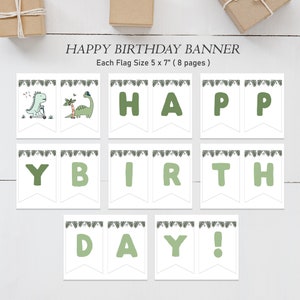 Editable Dinosaur Happy Birthday Banner, Dinosaur Party Bunting Banner ...