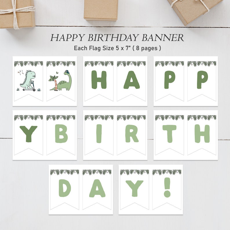 Editable Dinosaur Happy Birthday Banner Dinosaur Party - Etsy