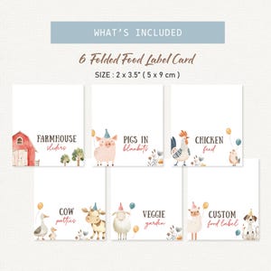 Farm Birthday Food Labels, Barnyard Party Folded Place Cards, Cute Farm ...