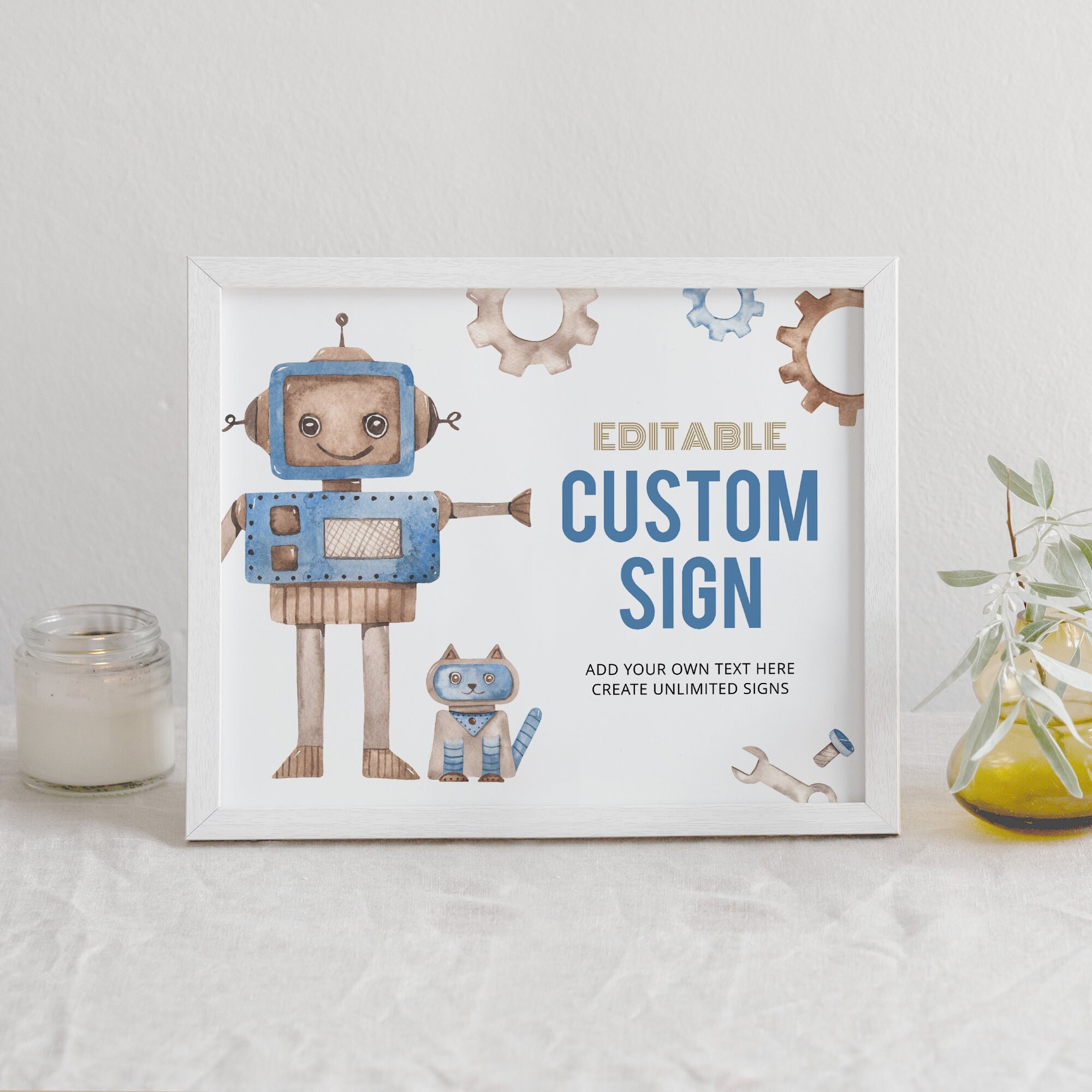Editable Robot Birthday Custom Sign Robot Party Table Sign - Etsy