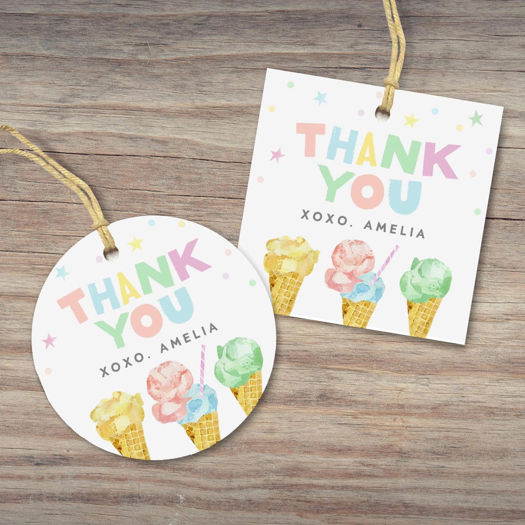 Ice Cream Birthday Favor Tags, Ice Cream Party Gift Tags, Summer Party ...