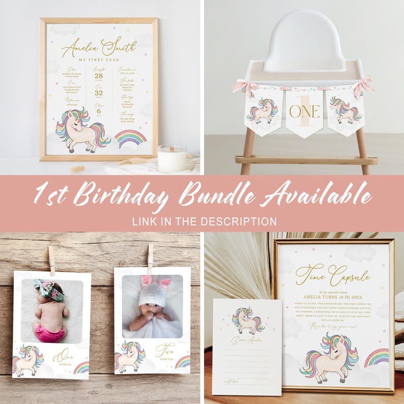 Unicorn Birthday Party Bundle, Magical Party Collection, Girl Birthday ...
