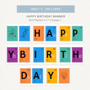 Periodic Table Happy Birthday Banner, Science Party Bunting Banner, Mad ...