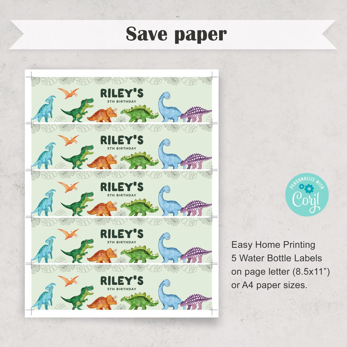 Dinosaur Birthday Water Bottle Label, Dino-mite Party Label, Boy ...
