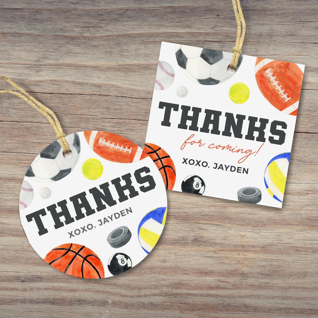 Sports Theme Birthday Favor Tags, All Star Party Gift Tags, Boy ...