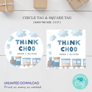 Editable Train Birthday Favor Tags, Choo Choo Train Gift Tags, Boy ...
