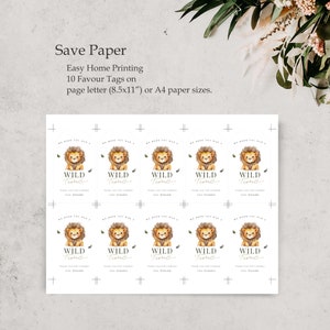 Editable Wild One Birthday Favor Tags, Lion Party Thank You Notes ...