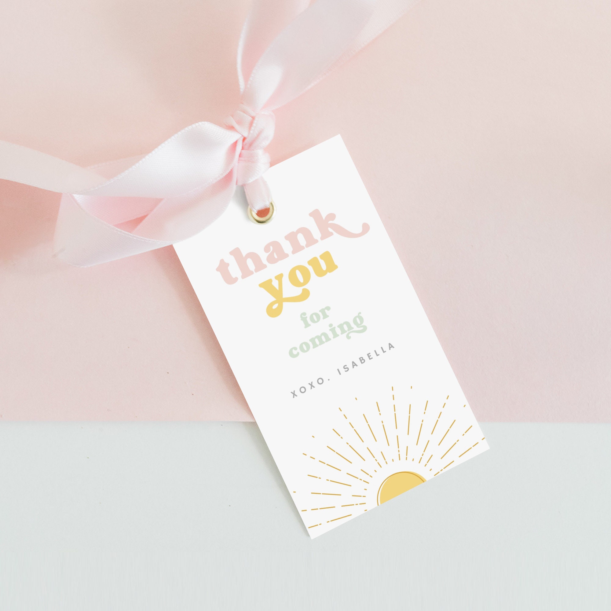 Editable Sunshine Birthday Favor Tags, Boho Sun Gift Tags, First Trip ...