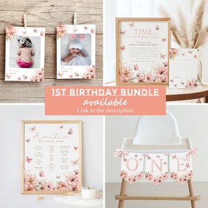 Butterfly Birthday Custom Sign, Pink Floral Butterfly Table Sign, Girl ...