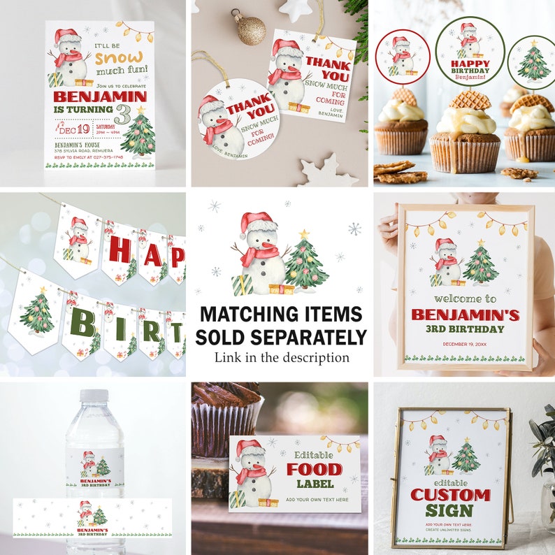 Editable Snowman Water Bottle Labels Christman Party Drink - Etsy