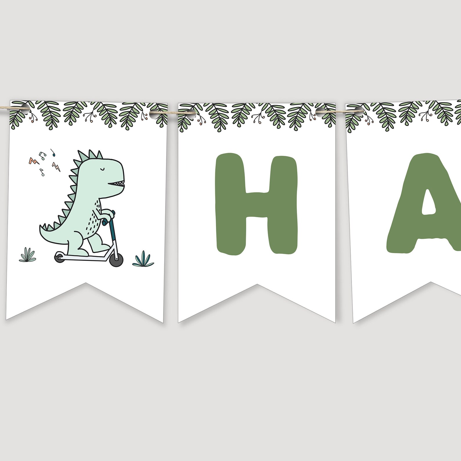 Editable Dinosaur Happy Birthday Banner, Dinosaur Party Bunting Banner ...