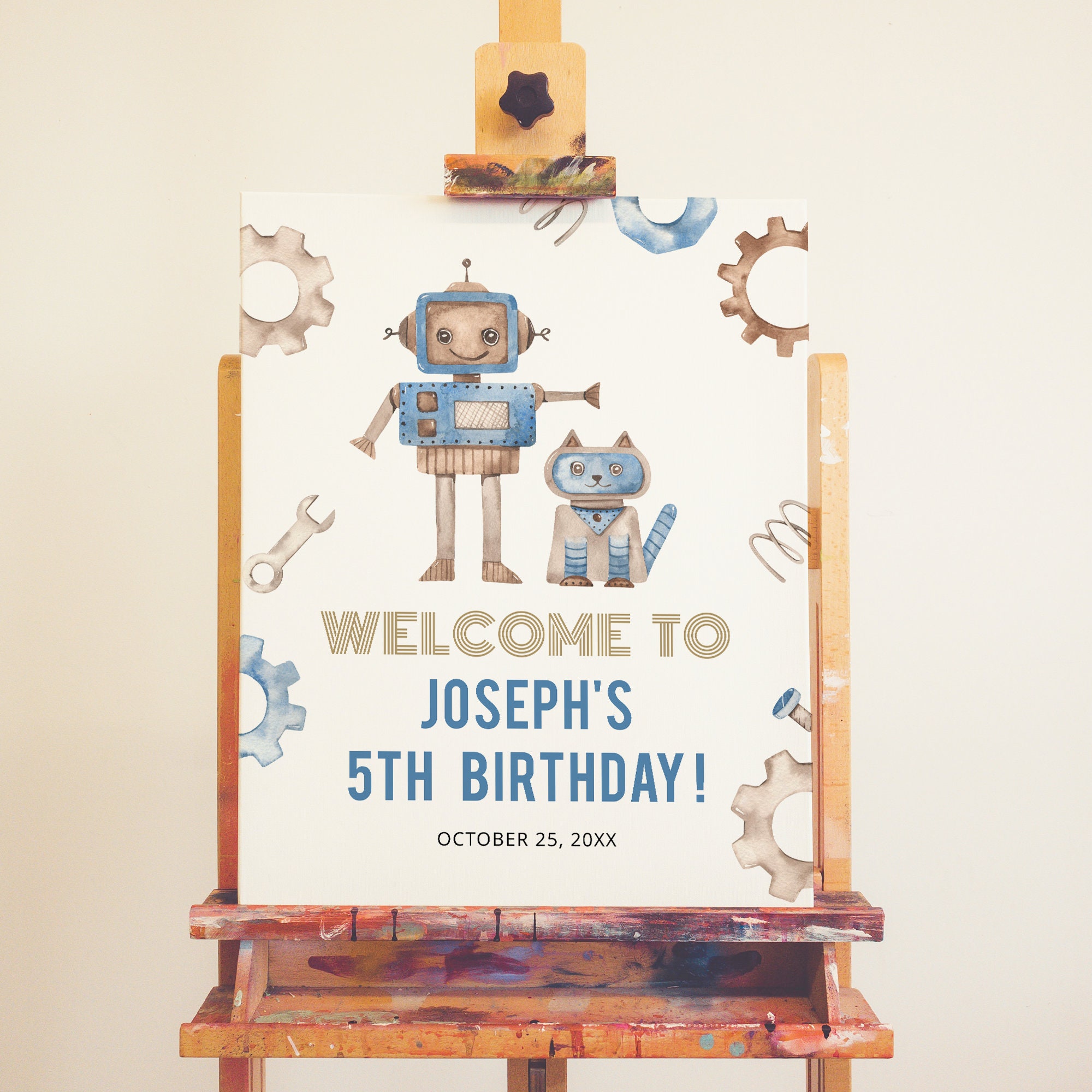 Editable Robot Birthday Welcome Sign Robot Party Welcome - Etsy