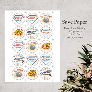 Editable Superhero Birthday Cupcake Toppers, Superhero Birthday ...