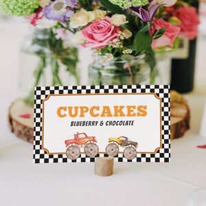 Editable Monster Truck Birthday Food Labels, Truck Party Folded Place ...