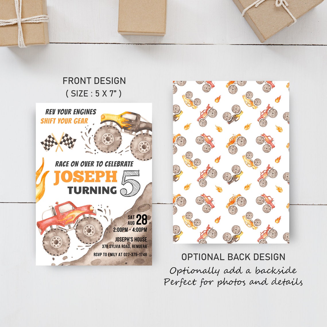 Editable Monster Truck Invitation Truck Party Invite Monster - Etsy