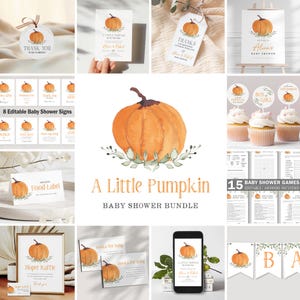 Pumpkin Baby Shower Bundle, Autumn Party Collection, A Little Pumpkin ...