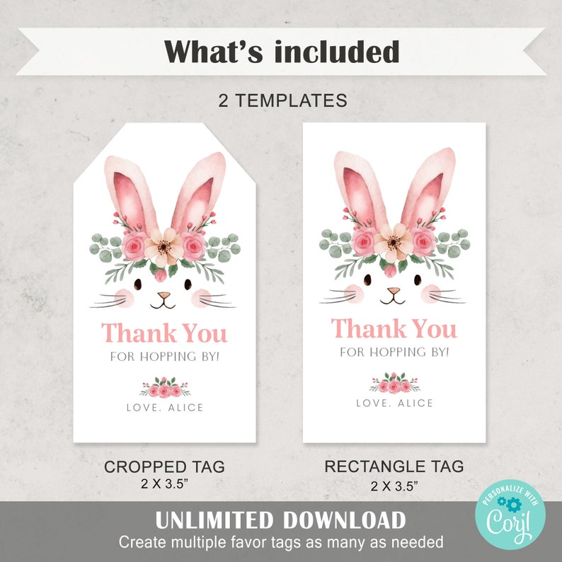 Editable Bunny Birthday Favor Tags, Some Bunny is One Gift Tags, Girl ...