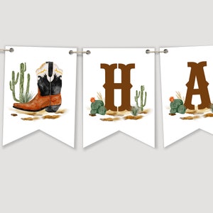 Editable Cowboy Happy Birthday Banner, Wild West Birthday Bunting ...