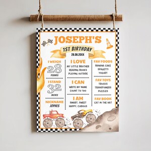 Editable Monster Truck Birthday Milestone Sign, Truck Party Milestone ...