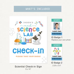 Editable Scientist Check-in Sign & ID Badge Set, Printable Scientist ...
