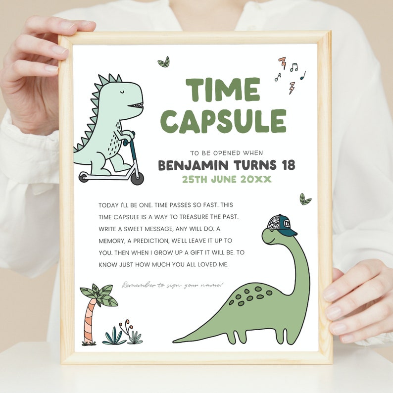 Editable Dinosaur Time Capsule Sign, Dinosaur Message Cards, Dinosaur ...