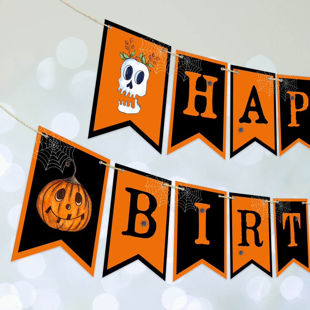 Editable Halloween Happy Birthday Banner Halloween Party - Etsy Australia