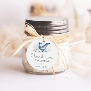 Editable Whale Birthday Favor Tags, Ocean Party Thank You Notes, Under ...