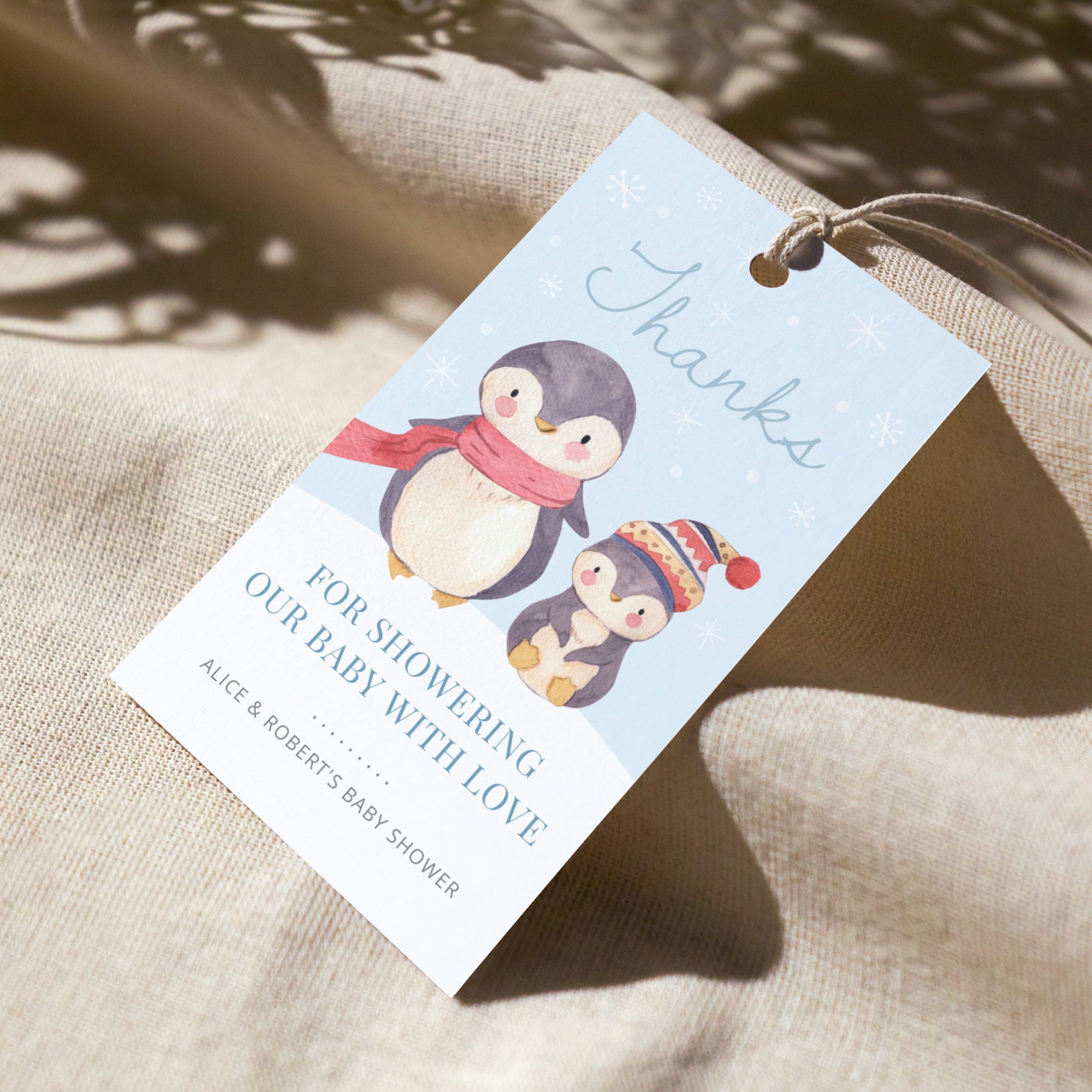Editable Penguin Baby Shower Favor Tags Penguin Gift Tags - Etsy