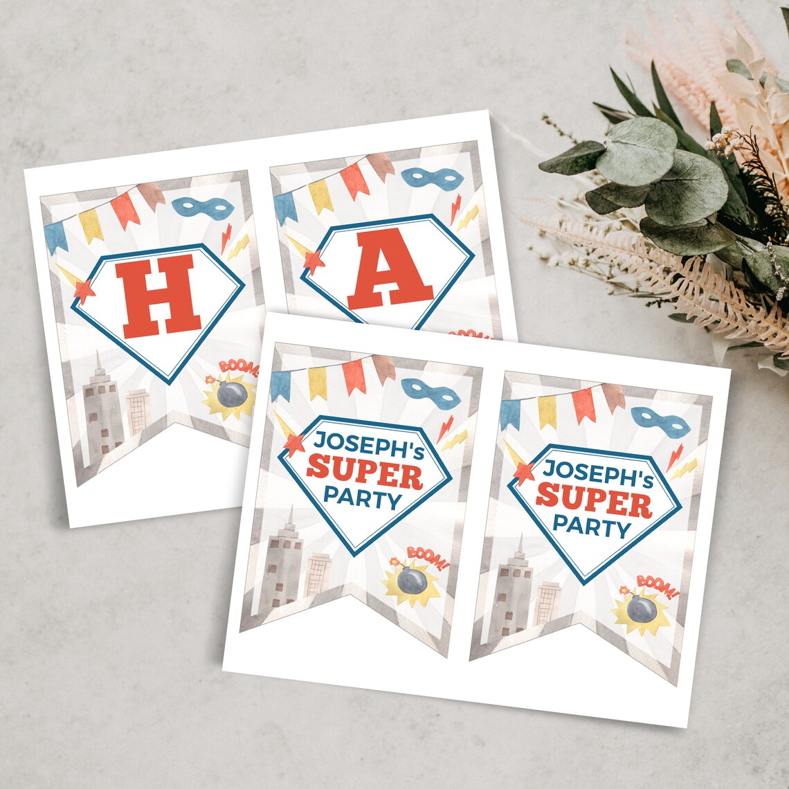Editable Superhero Happy Birthday Banner Superhero Party - Etsy