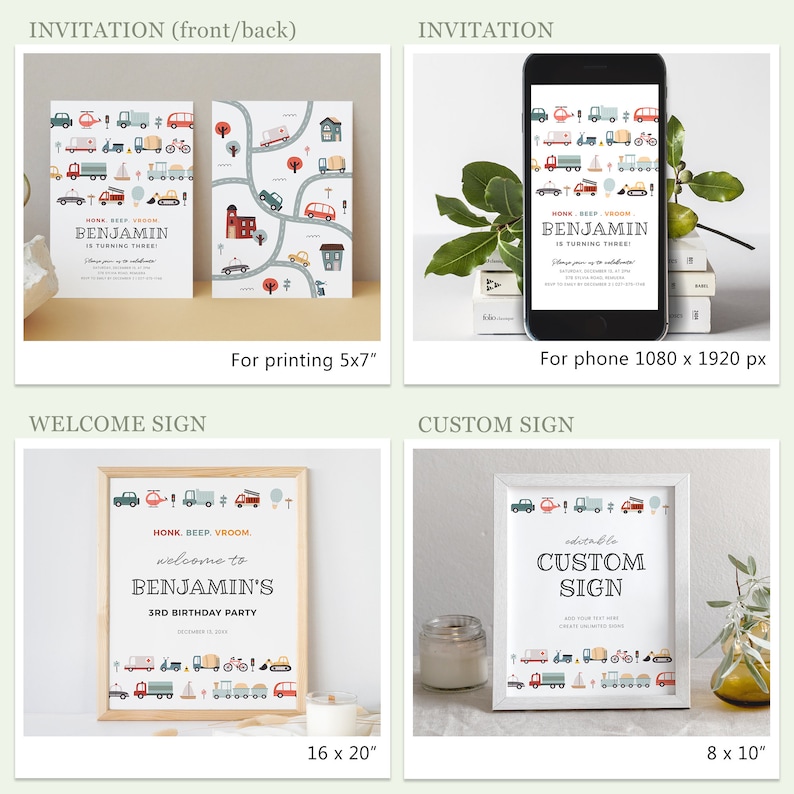 Editable Transportation Birthday Bundle, Transportation Party ...