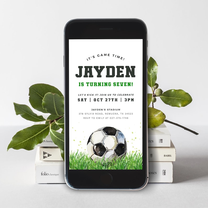Soccer Birthday E-invite, Sports Theme Party Invitation for Phone ...