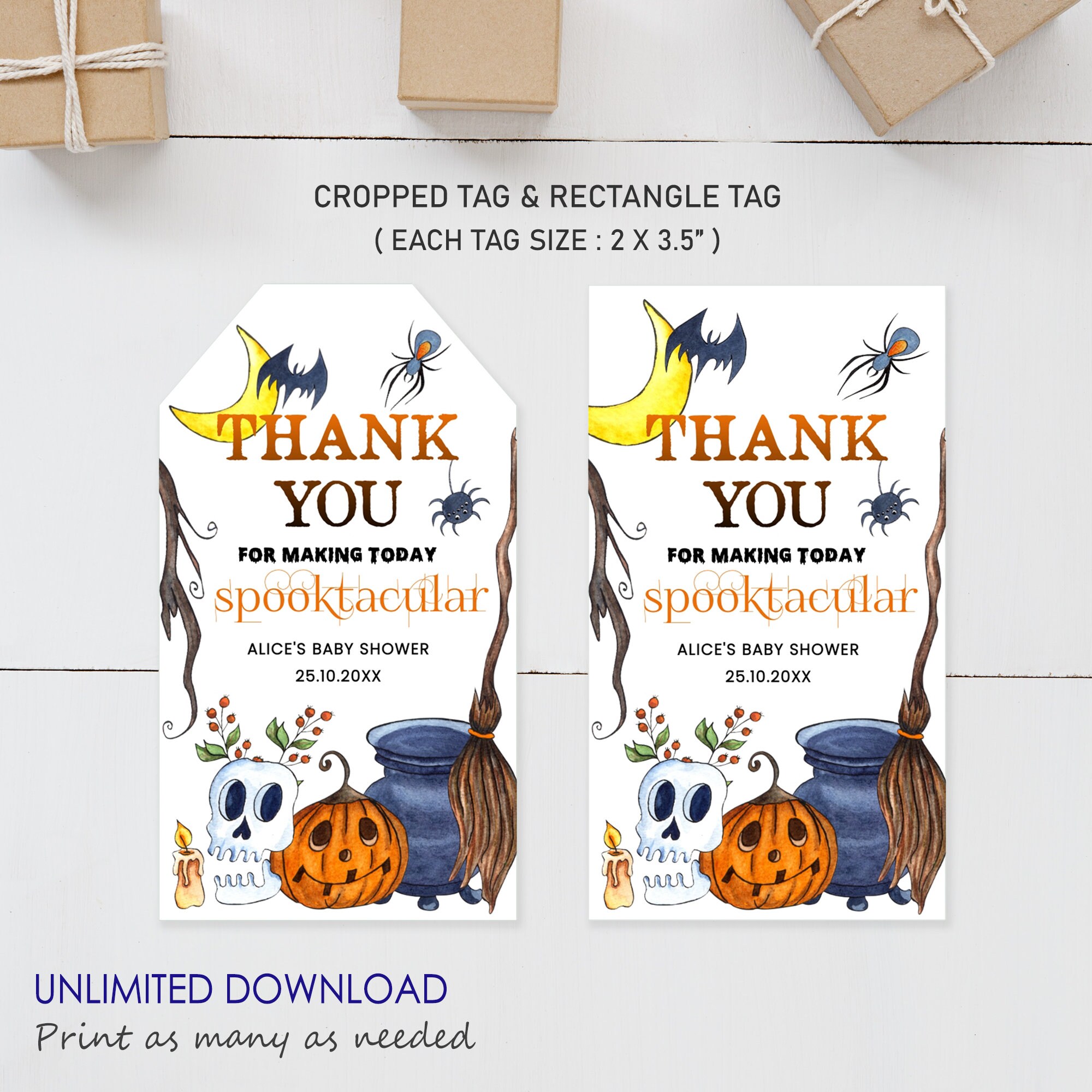 Editable Spooktacular Halloween Baby Shower Favor Tags - Etsy