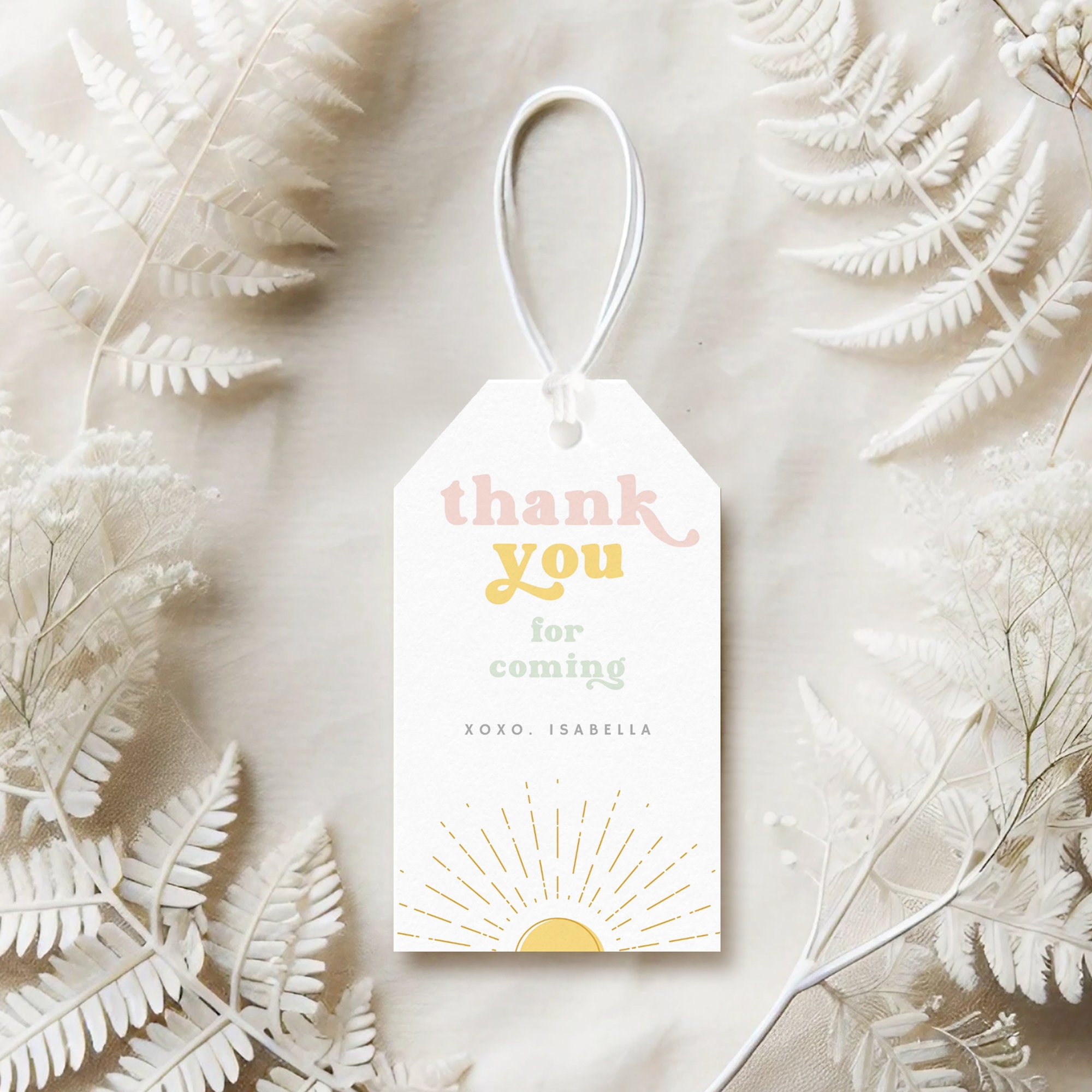 Editable Sunshine Birthday Favor Tags, Boho Sun Gift Tags, First Trip ...