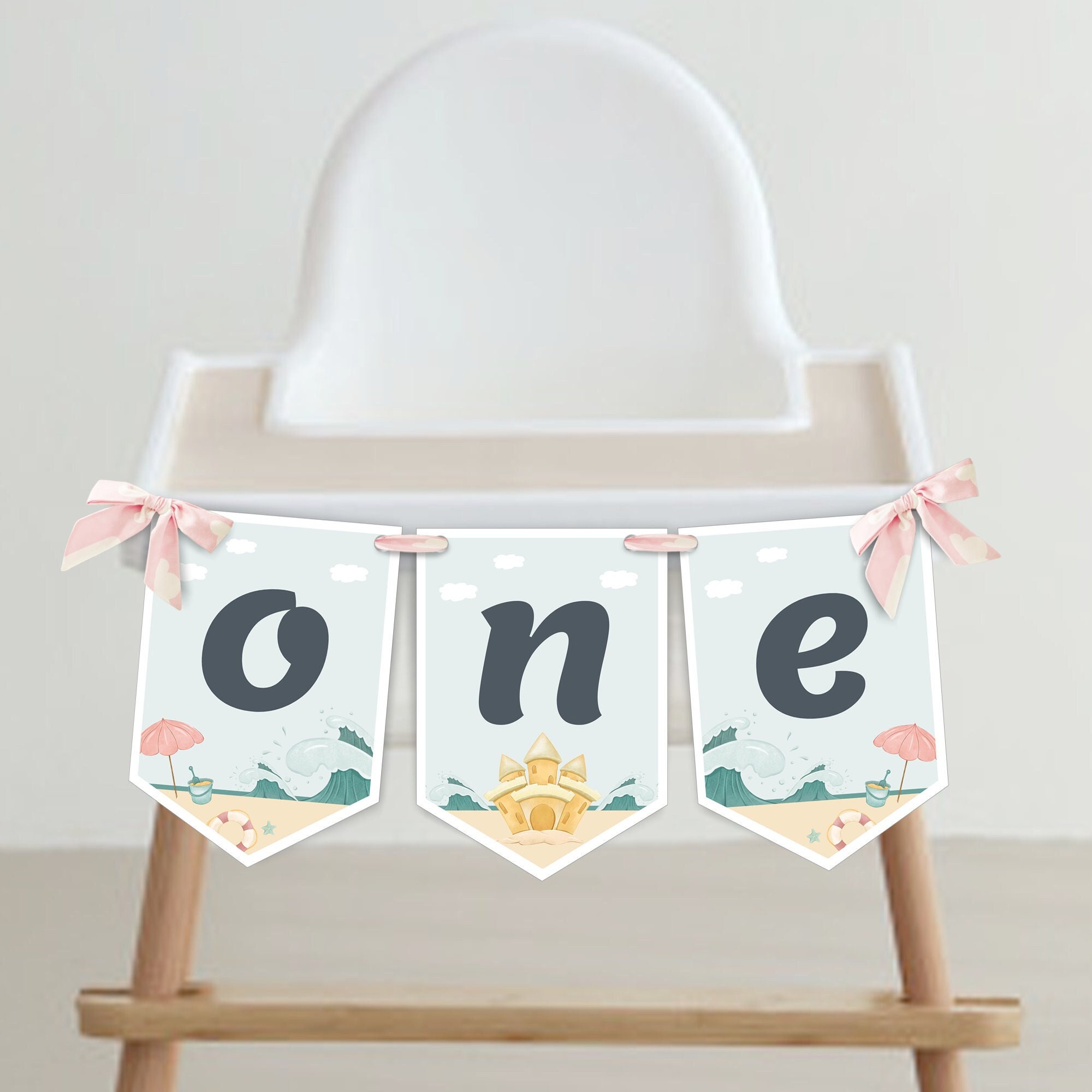 Editable Beach ONE High Chair Banner Summer Birthday Bunting - Etsy