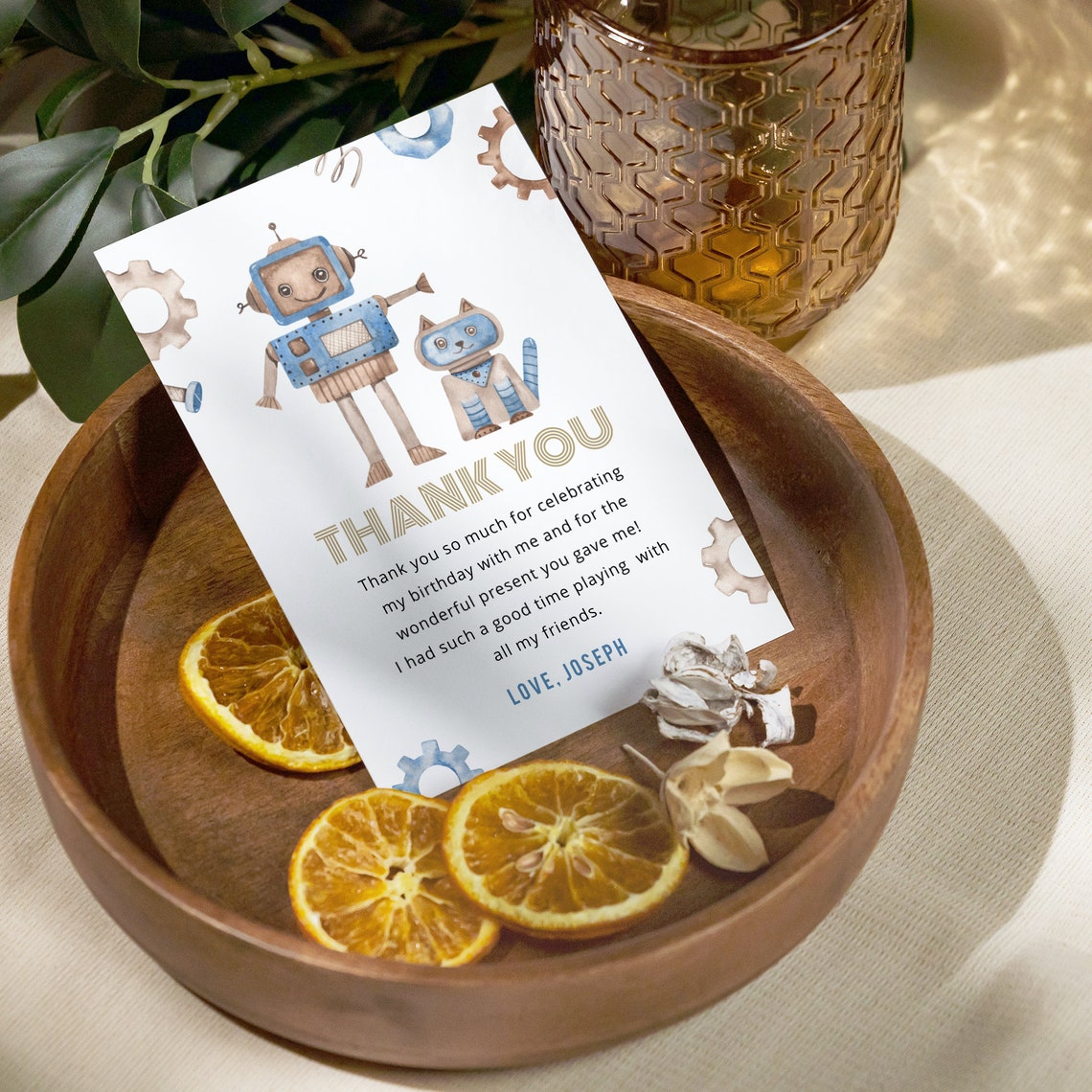 Editable Robot Party Thank You Card Robot Birthday Thank You - Etsy