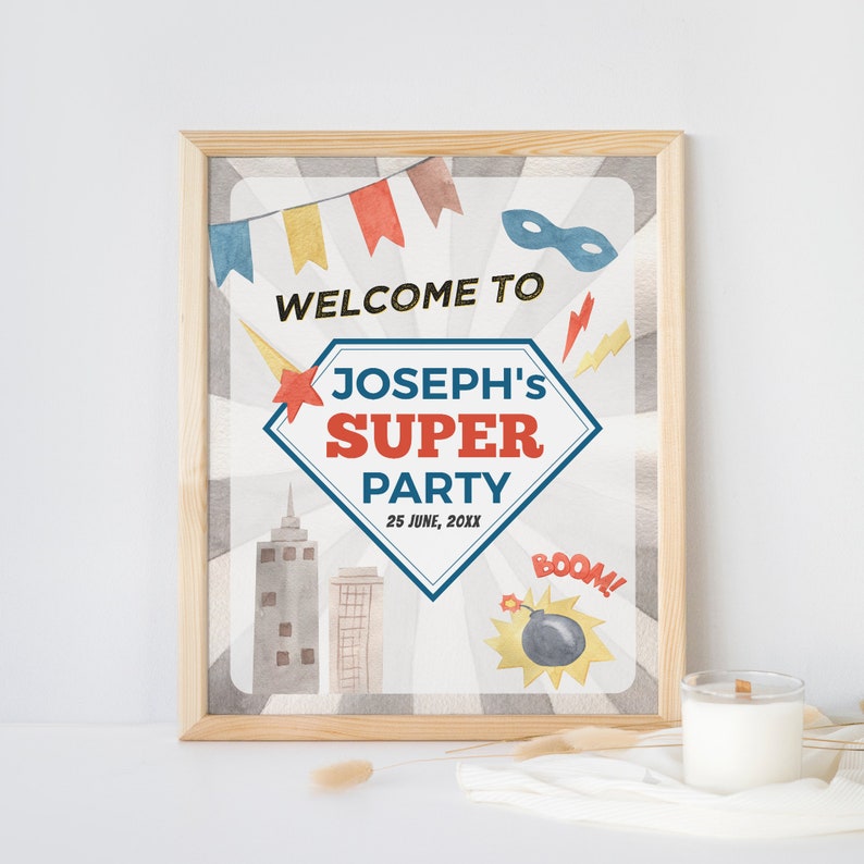 Editable Superhero Birthday Welcome Sign, Superhero Party Welcome Sign ...