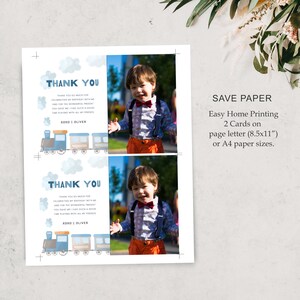 Editable Train Birthday Photo Thank You Card, Choo Choo Train Thank You ...