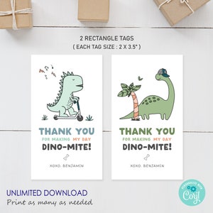 Editable Dinosaur Birthday Favor Tags, Dinosaur Thank You Notes ...