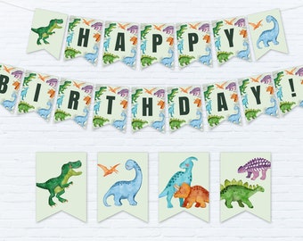 Dinosaur Happy Birthday Banner: Kids Dino Party Decor - Etsy