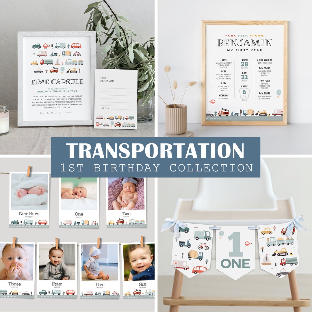 Editable Transportation 1st Birthday Bundle, Transportation Party ...
