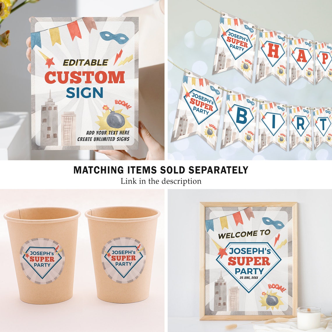 Editable Superhero Birthday Bundle Superhero Party - Etsy