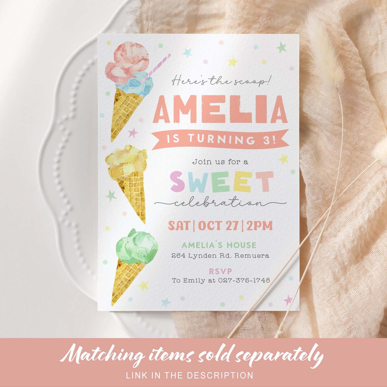 Editable Ice Cream Birthday Custom Sign, Ice Cream Station Table Sign ...