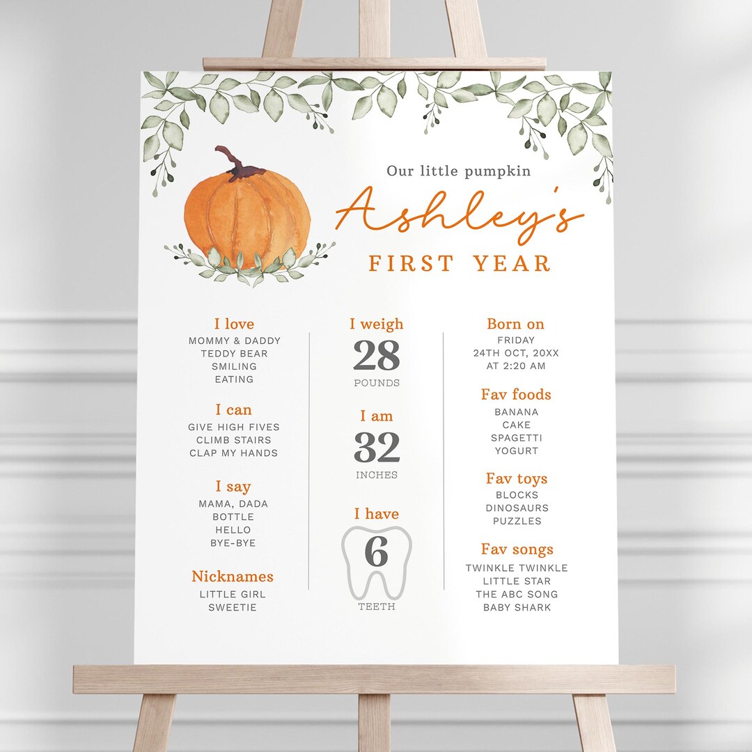 Editable Pumpkin Milestone Sign, Halloween Party Milestone Poster, Our ...