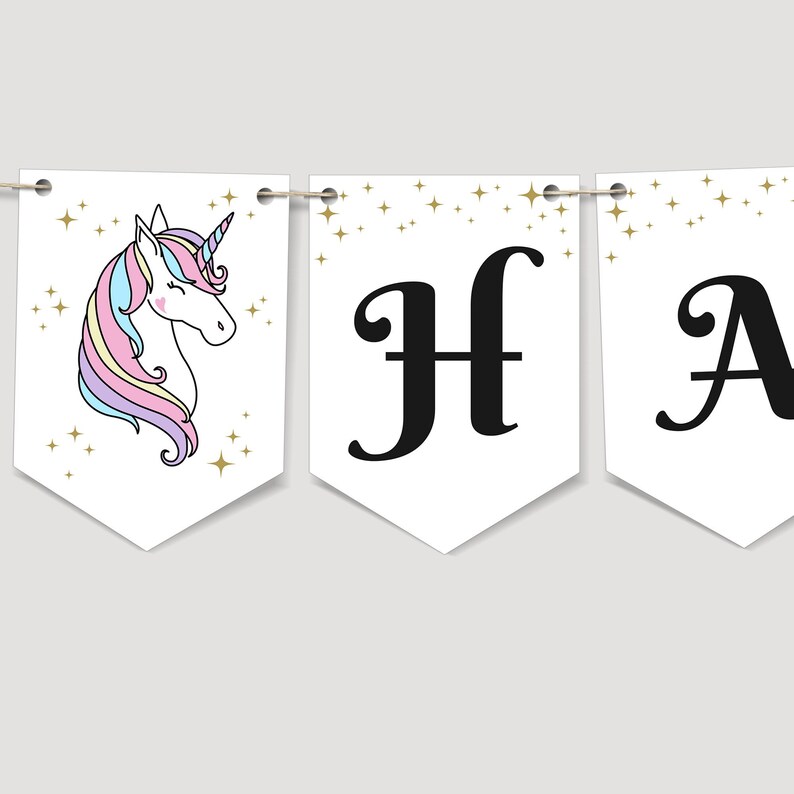 Editable Unicorn Happy Birthday Banner Unicorn Party Bunting - Etsy